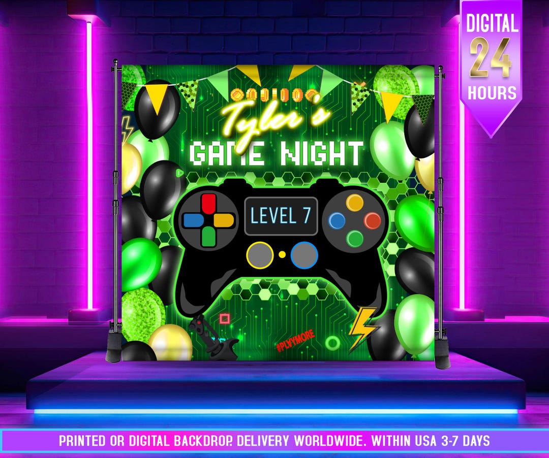 Game Night Birthday Backdrop: Custom Video Game Party (digital or ...