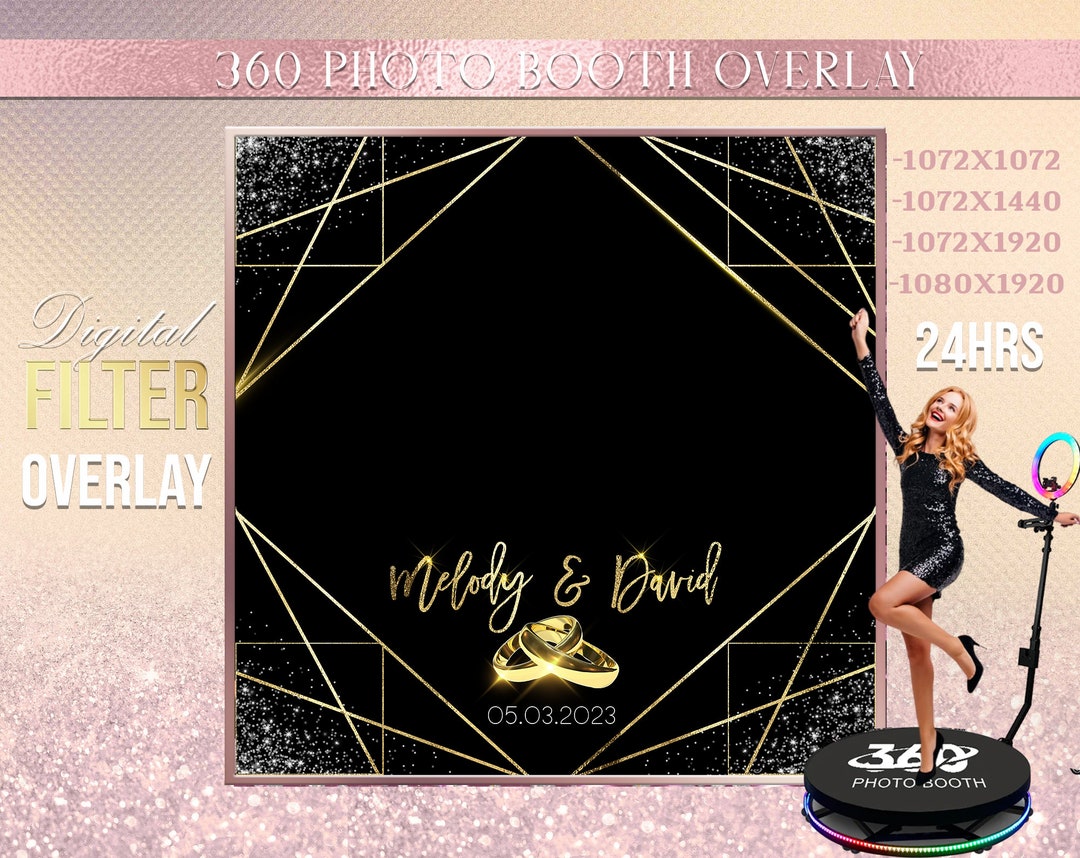 Gold Wedding Photo Booth Photo Template, Engagement Overlay Photo Booth ...