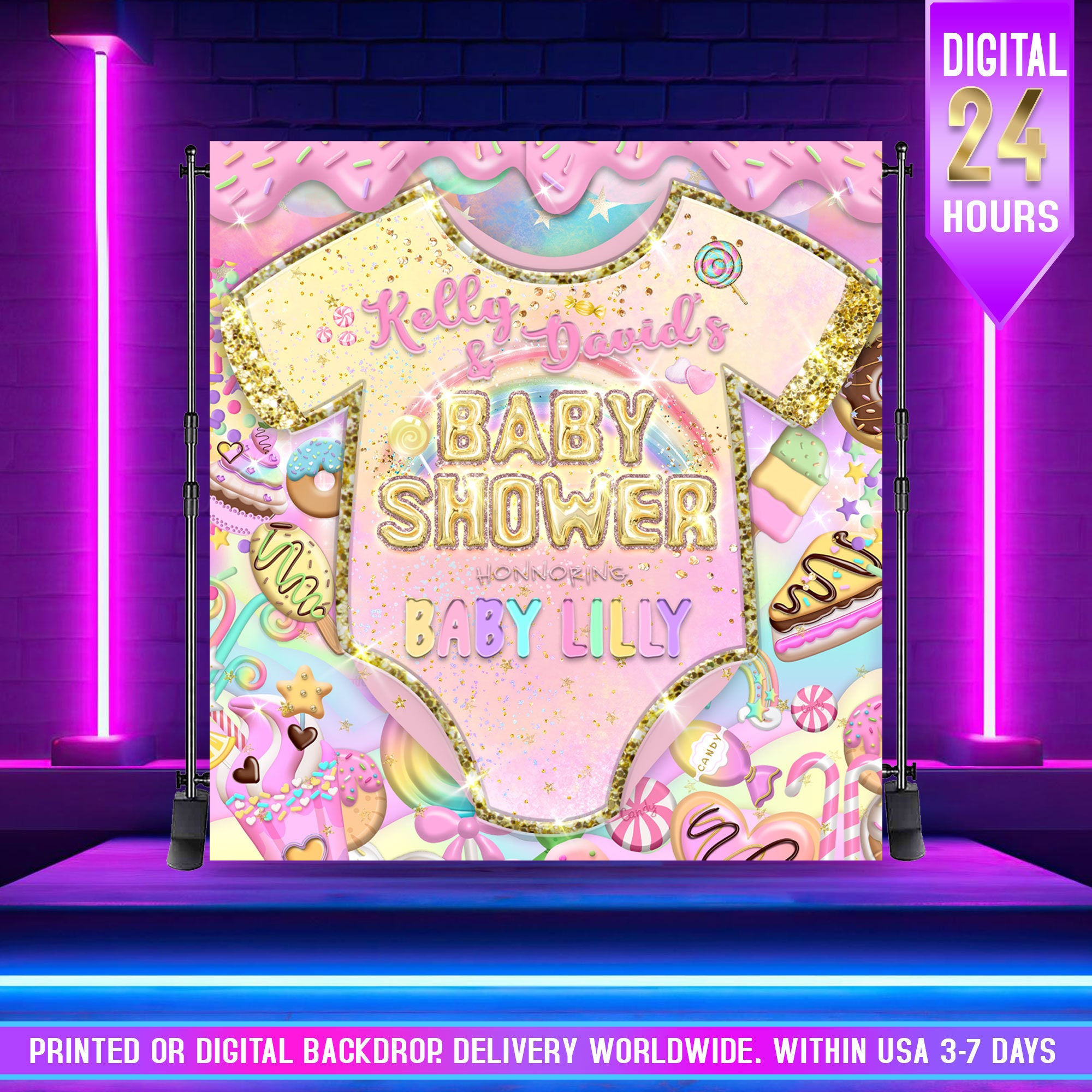 Candy Land Baby Shower Backdrop Sweets Shower Banner Candies Baby ...