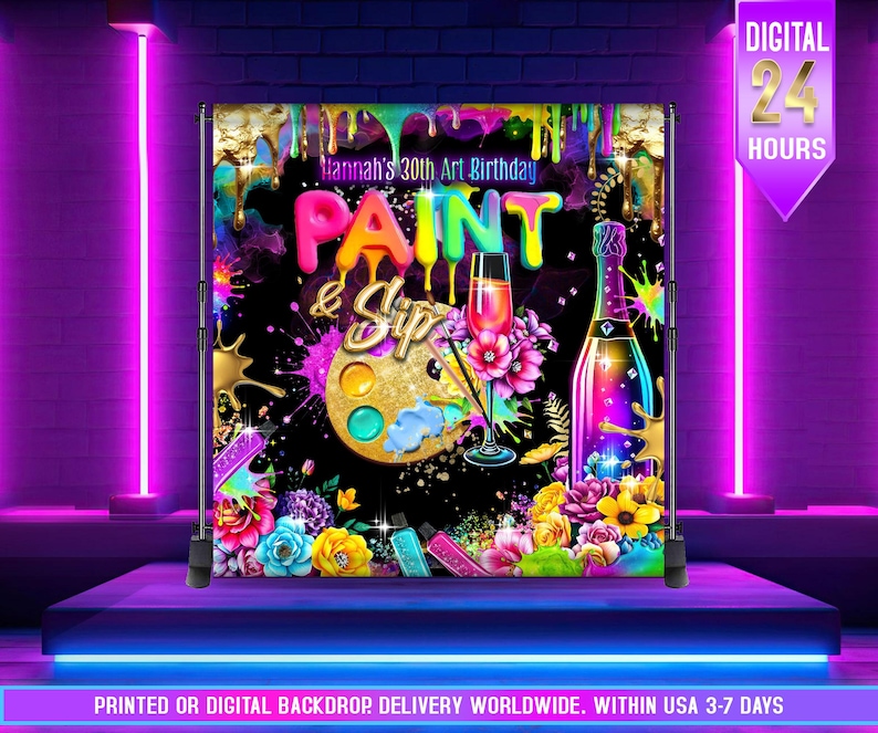 Paint and Sip Backdrop | Sip and Paint Backdrop | Paint Party Backdrop ...