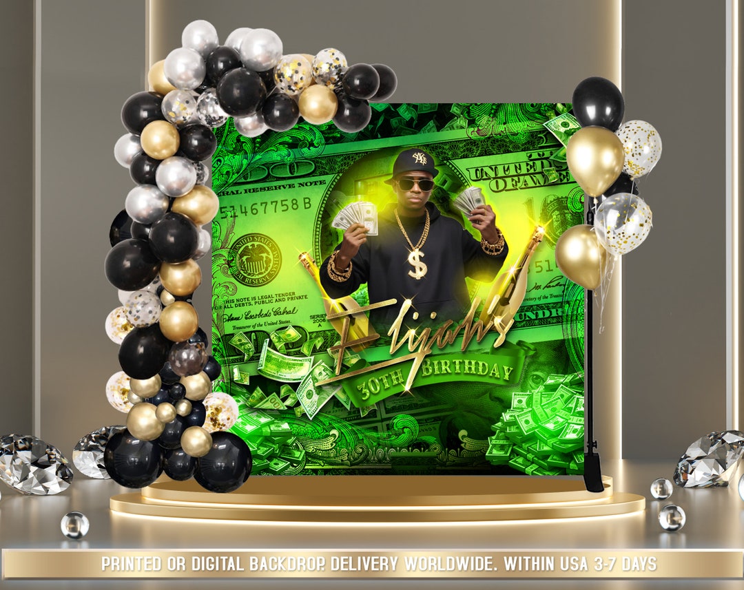 PRINTED or DIGITAL Green Money Birthday Backdrop | Whiskey Birthday ...