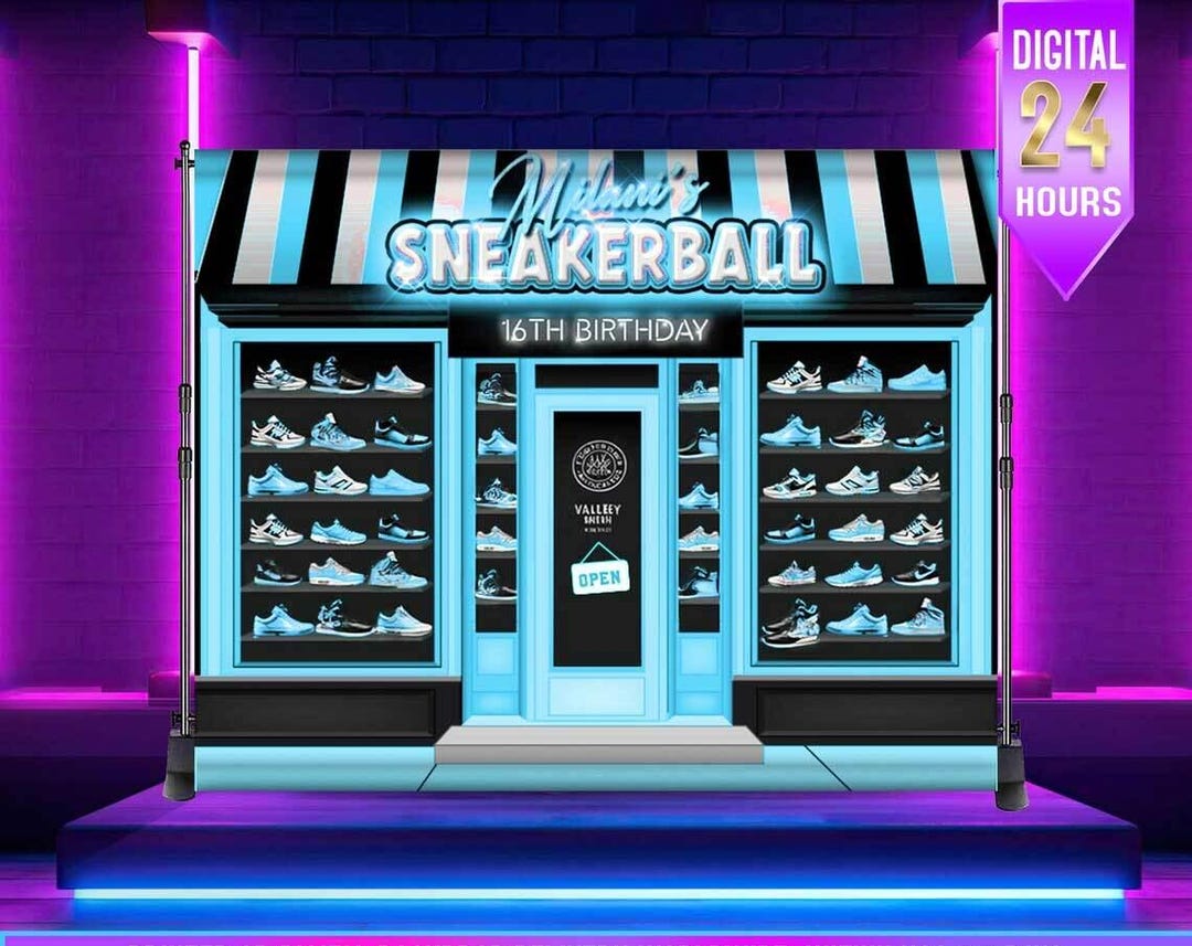 Blue Sneaker Ball Backdrop, Sneaker Gala Backdrop, Sneakers Backdrop ...