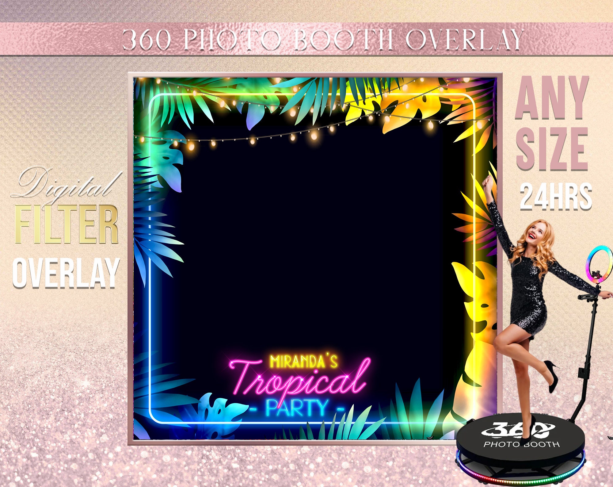 Tropical Photo Booth, Summer Photo Template Birthday Party, Luau ...