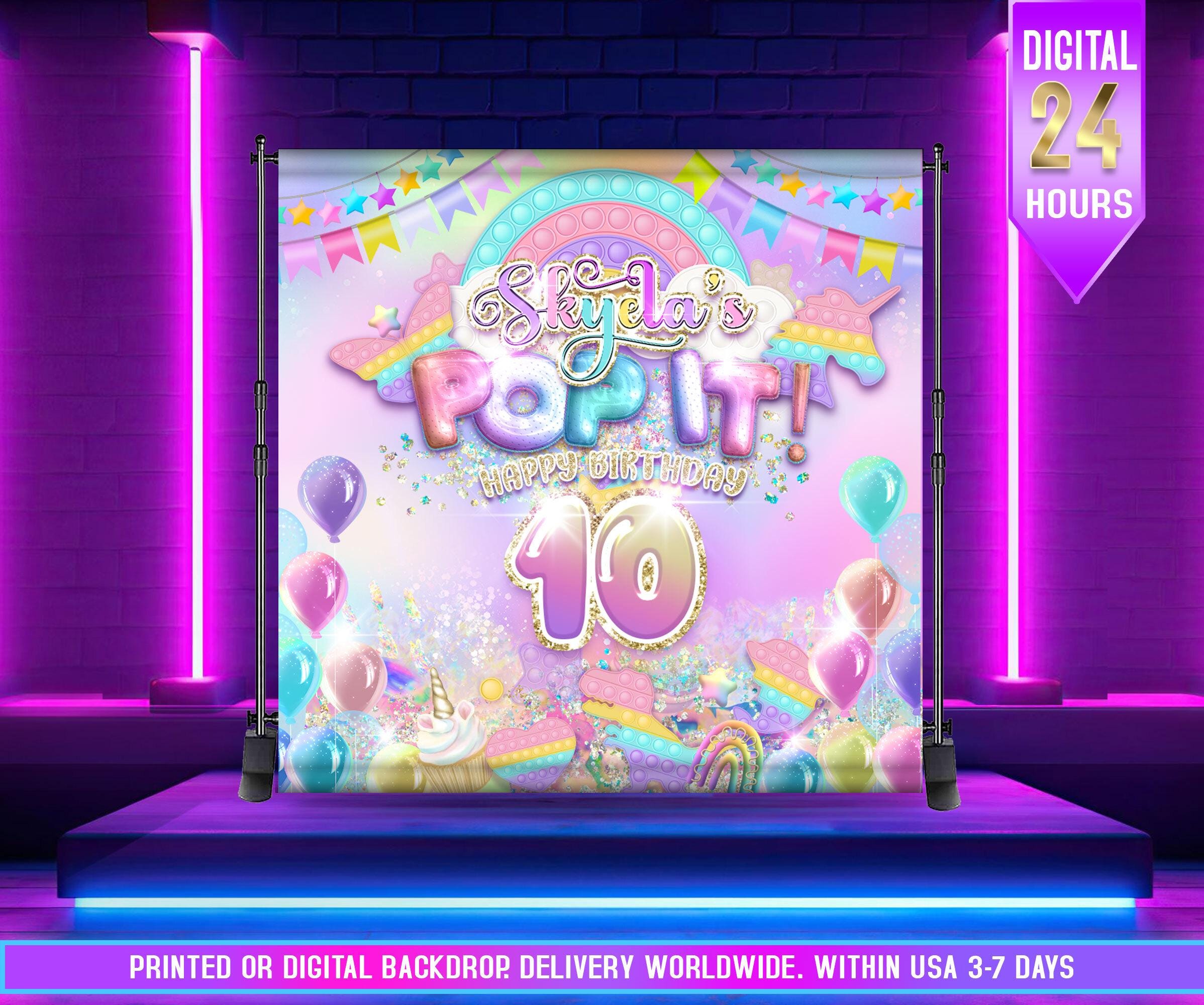 Fidget Toy Banner Pop It Backdrop Rainbow Birthday Backdrop fidget Toy ...