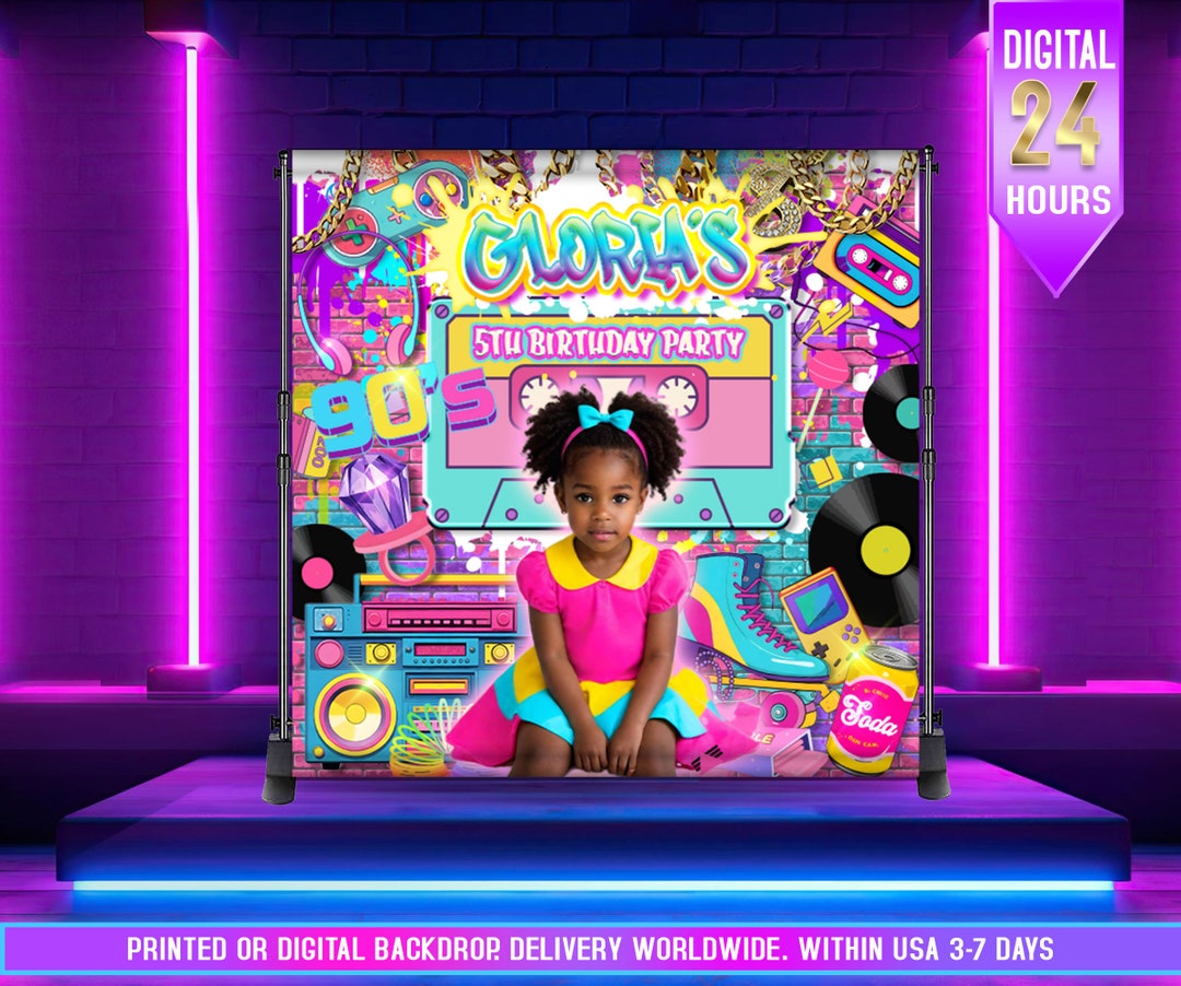 PRINTED or DIGITAL | 90s Retro Party Backdrop | 80s 90s Birthday Party ...