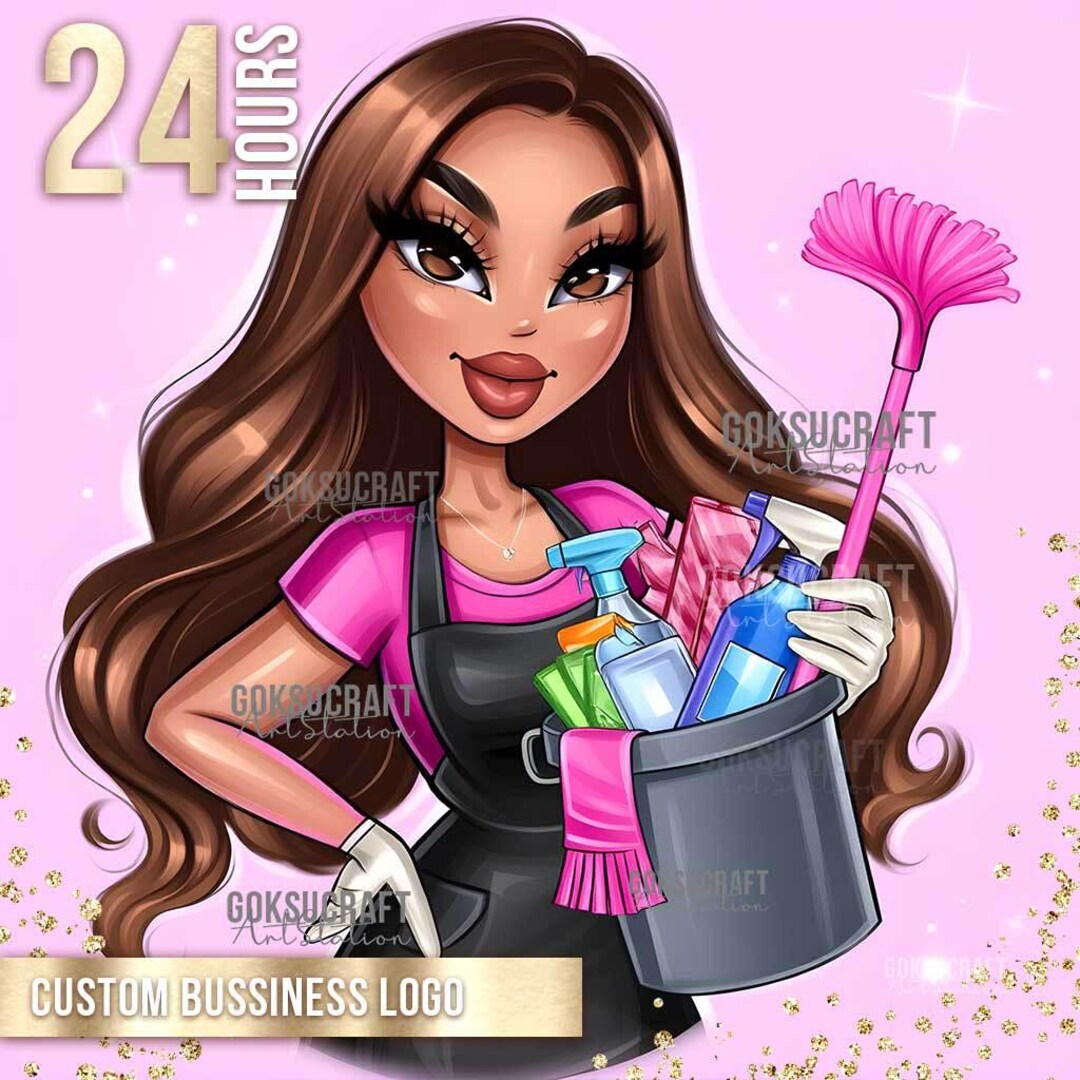 Custom Cleaning Logo – Cartoon Portrait Logo for Cleaning Service ...
