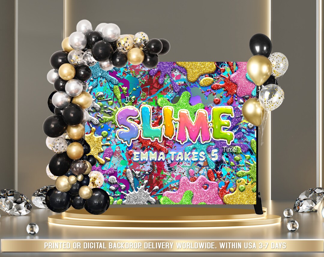 Slime Party Backdrop | Slime Banner Birthday | Slime Backdrop | It's ...