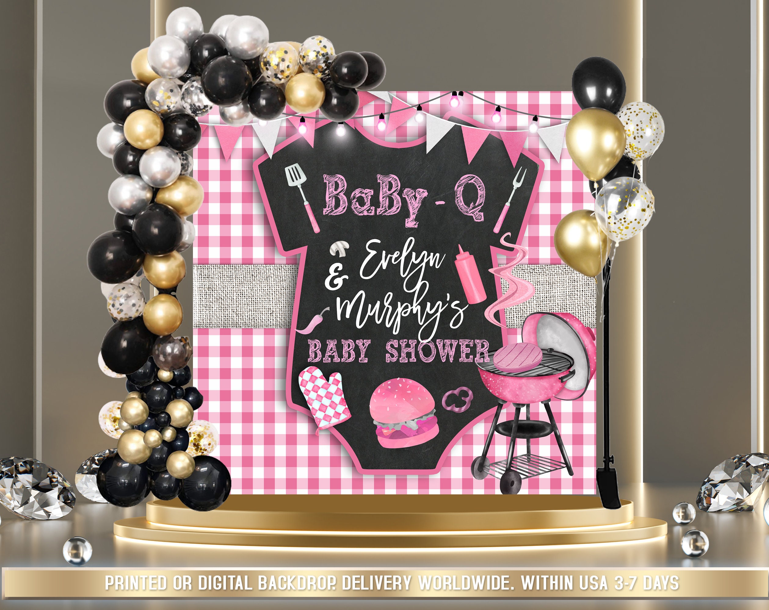Baby Q Baby Shower Backdrop | Bun in the Oven Backdrop | Coed BBQ Baby ...