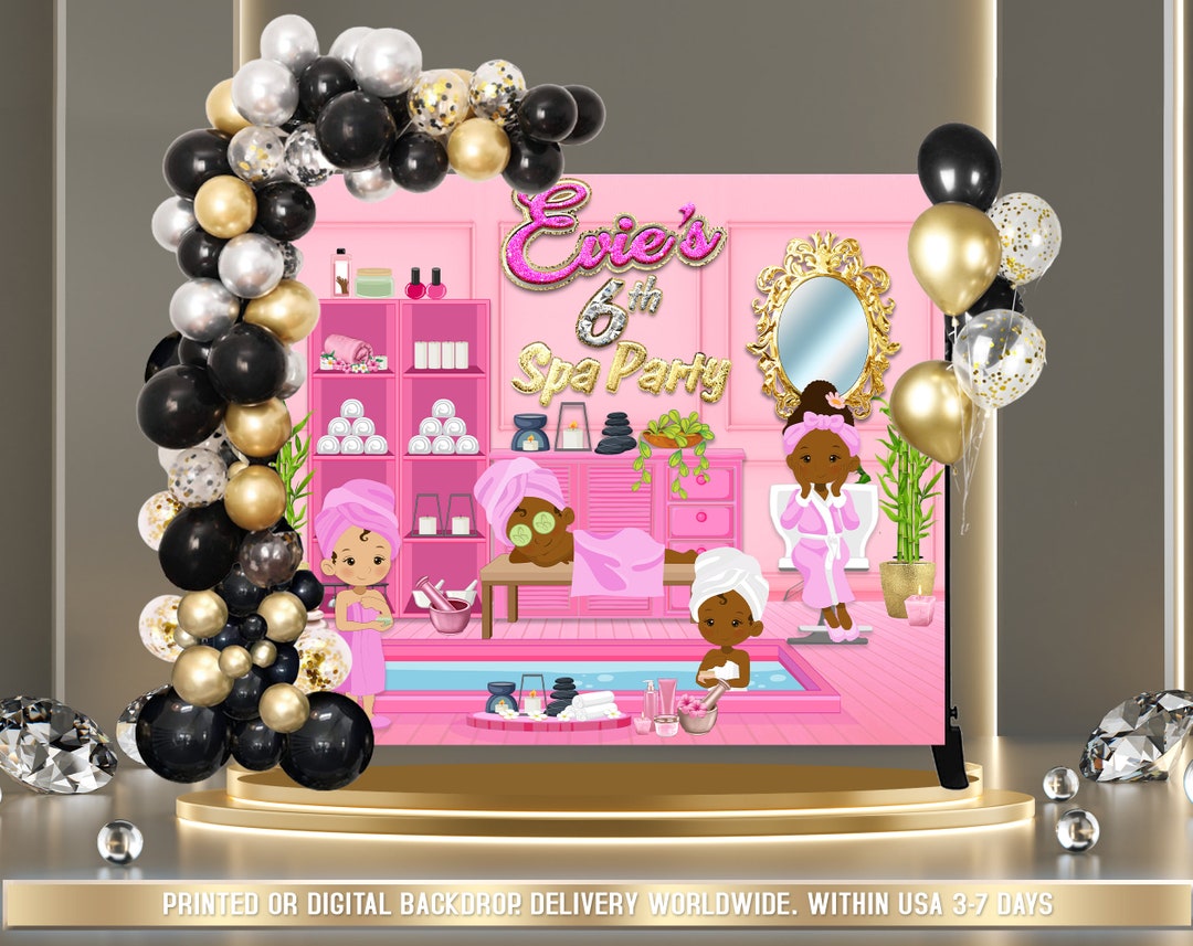 PRINTED or DIGITAL, Spa Birthday Backdrop, Spa Themed Candy Table ...