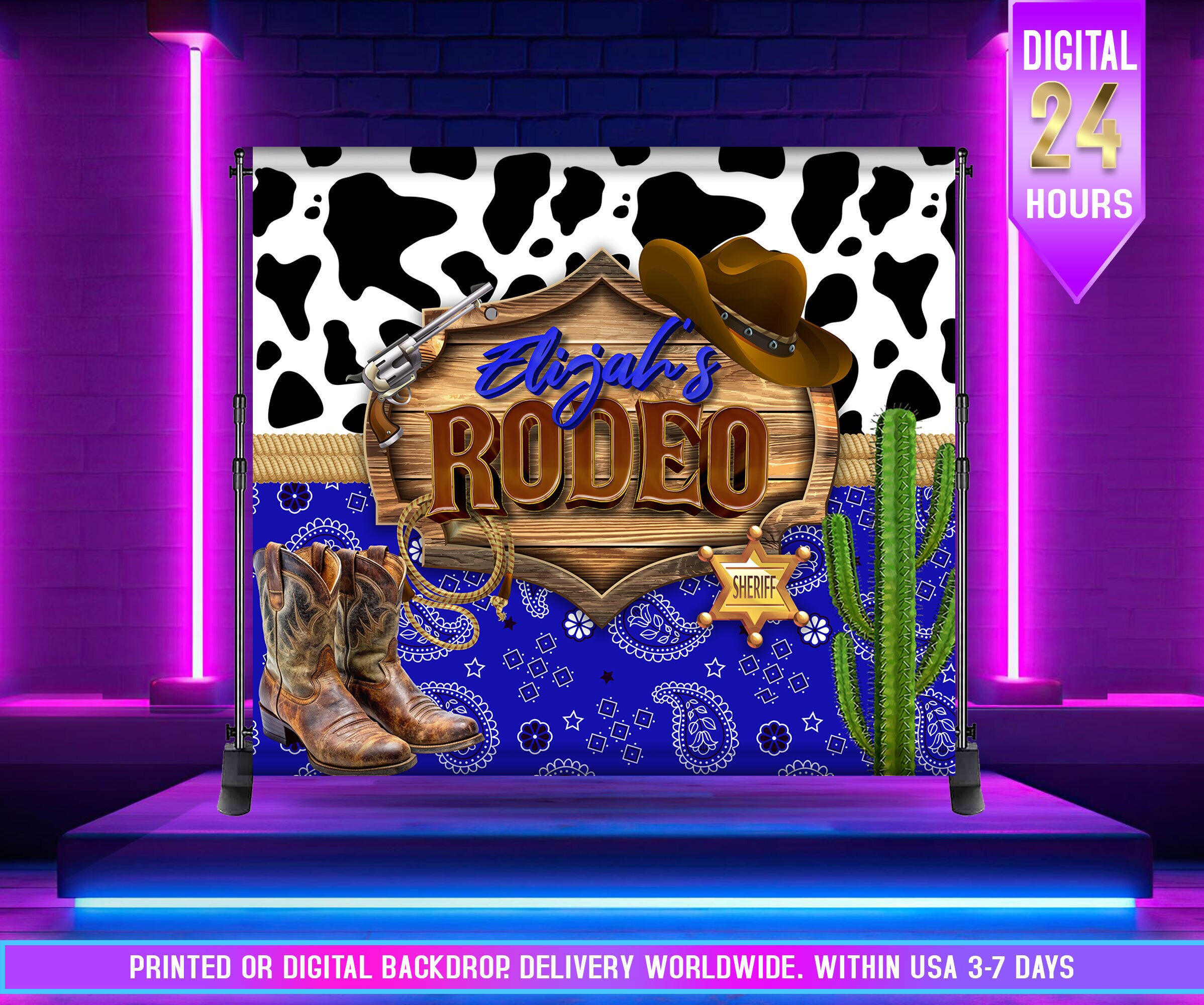 Rodeo Birthday Backdrop| Western Banner| Cowboy Backdrop | Cowgirl ...