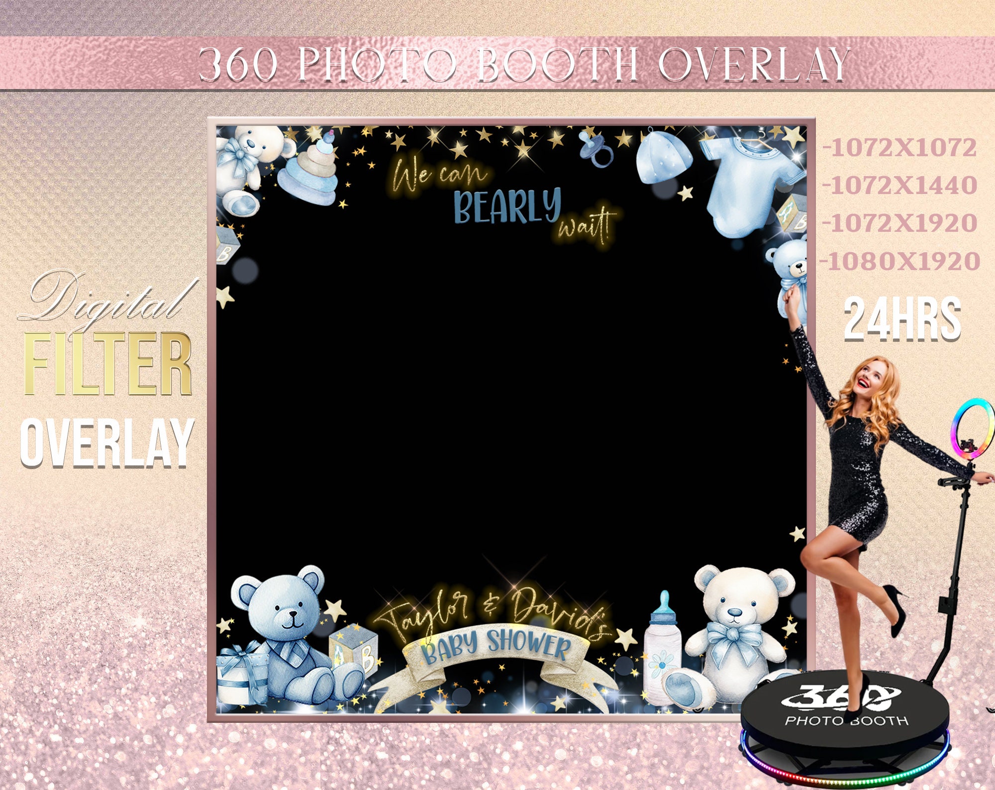 Bear Photo Booth, We Can Bearly Wait Template, Bear Baby Shower Photo ...