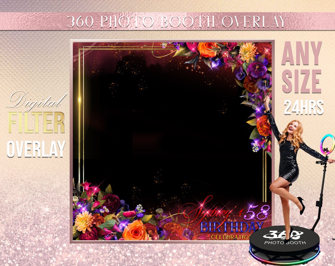 Floral Birthday Photo Booth Overlay – Custom Touchpix Template (digital ...