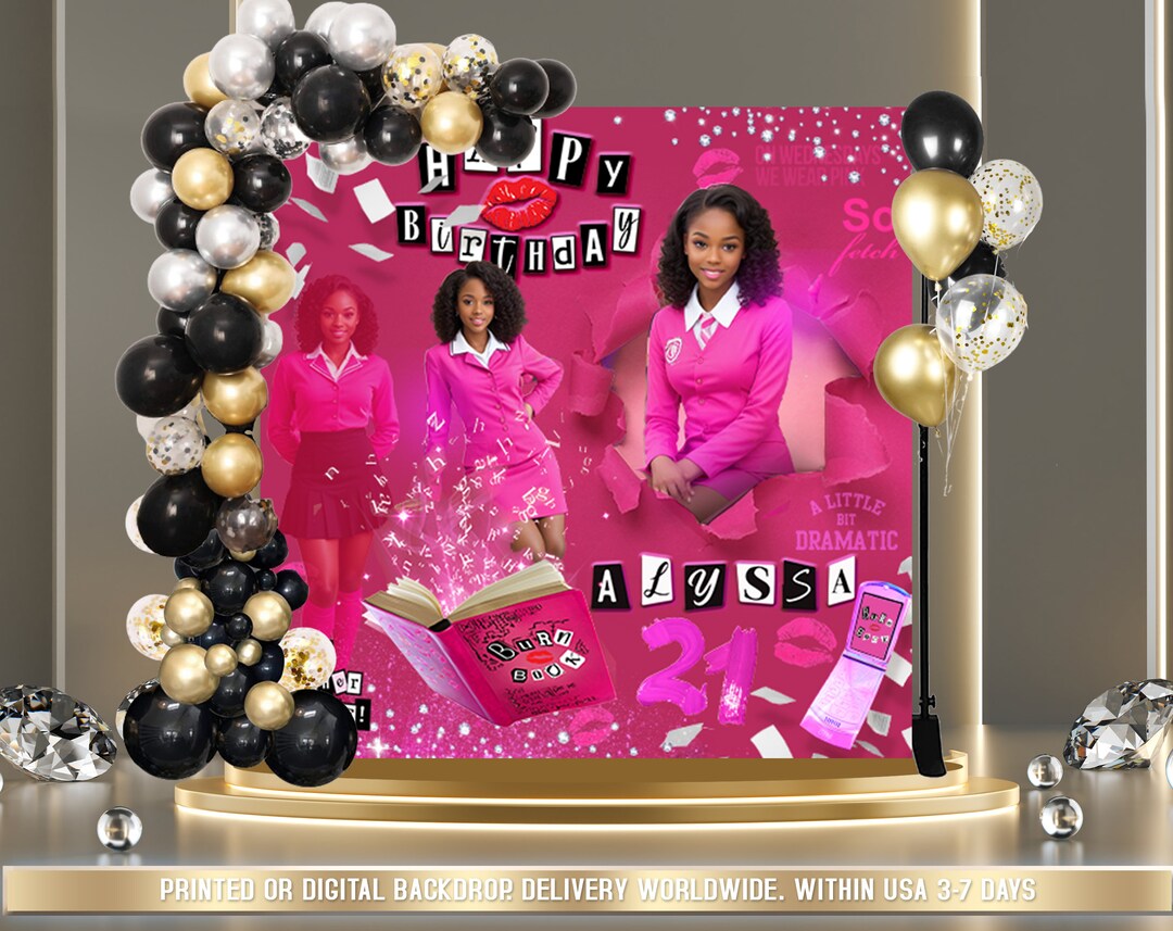 Birthday Backdrop Pink School Backdrop Collage Backdrop Girly Pink ...