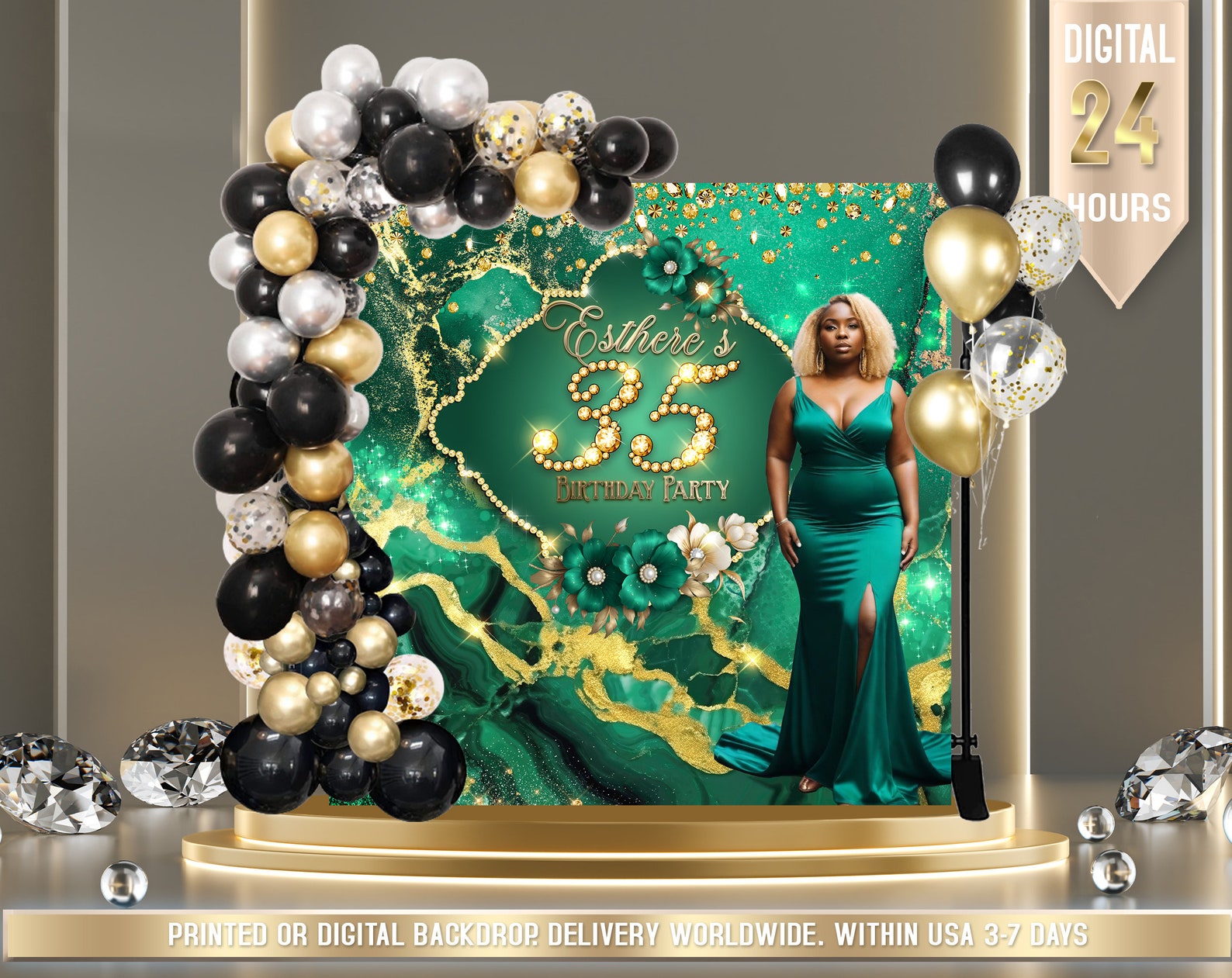 Emerald Agate Birthday Backdrop Emerald Marble Background Emerald ...