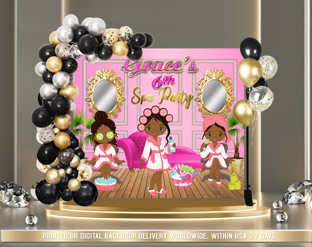 PRINTED or DIGITAL, Spa Birthday Backdrop, Spa Themed Candy Table ...