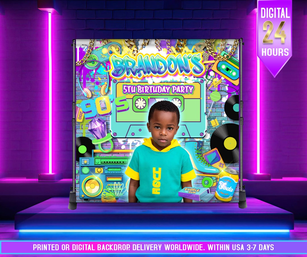 PRINTED or DIGITAL | 90s Retro Party Backdrop | 80s 90s Birthday Party ...