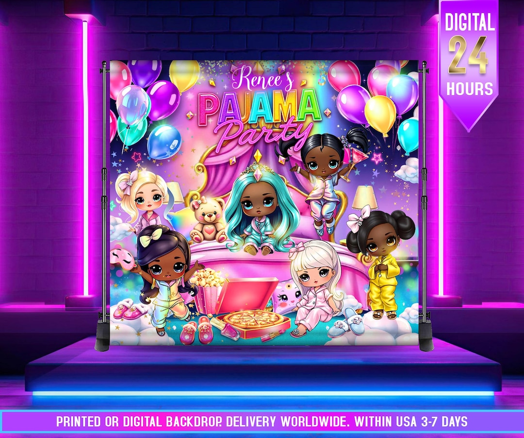 Slumber Party Backdrop for Girls Sleepover Party Decoration Pjm Pillow ...