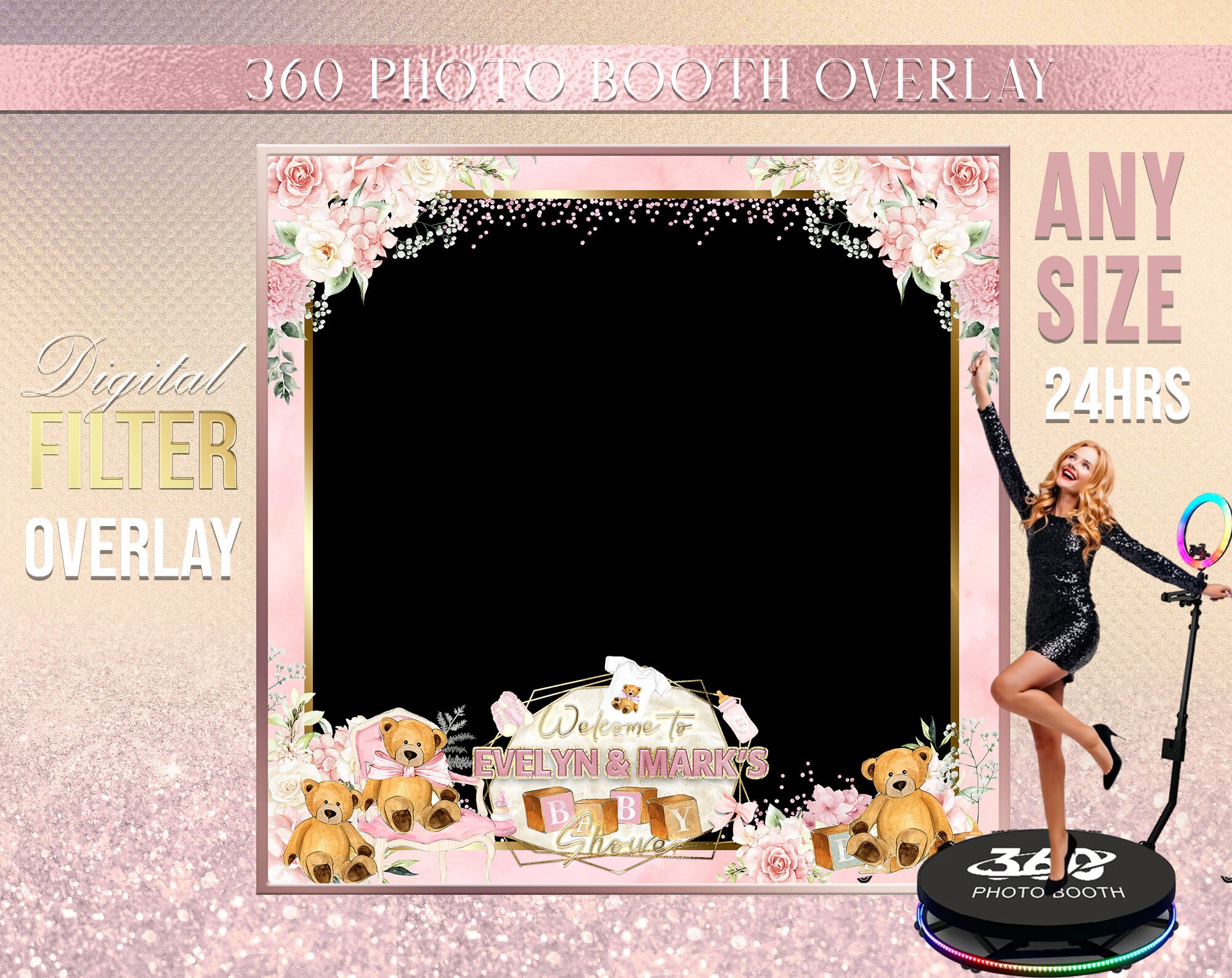Bear Photo Booth, We Can Bearly Wait Template, Bear Baby Shower Photo ...