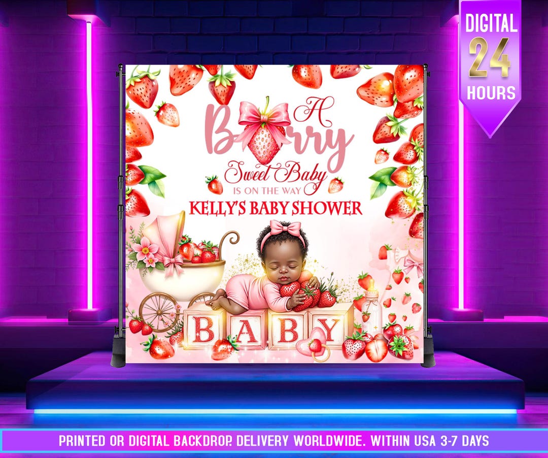 Strawberry Baby Shower Backdrop | A Sweet Baby on the Way Party Theme ...