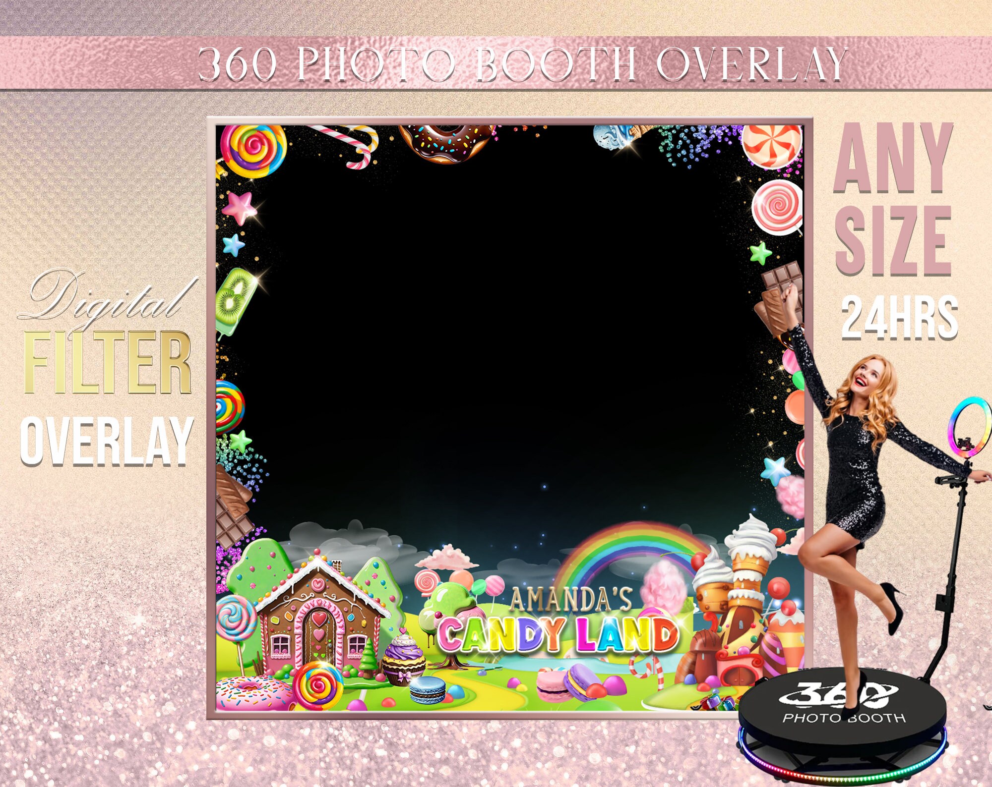 360 Overlay Candy Land, Sweets Photo Booth Template, Candy World Booth ...