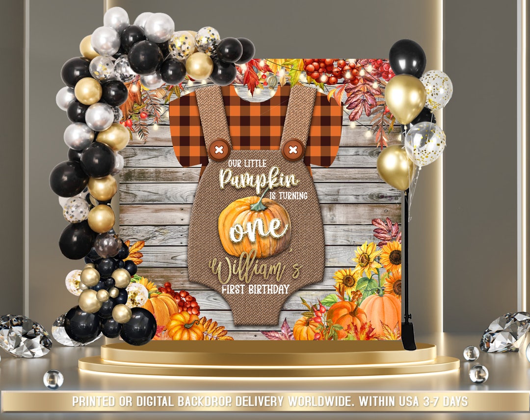 Pumpkin First Birthday Backdrop Autumn 1st Backdrop Fall Backdrop ...