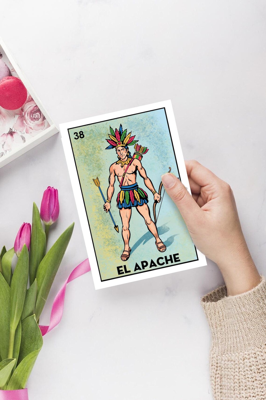 El Apache Loteria Mexican Greeting Card, Personalized Mexican Bingo ...
