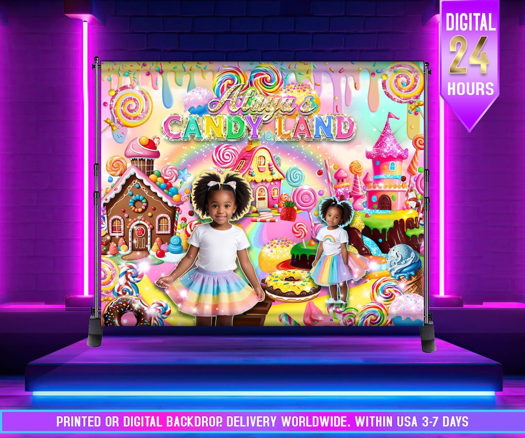 Candy Land Baby Birthday Backdrop| Sweets Banner| Candies Backdrop ...
