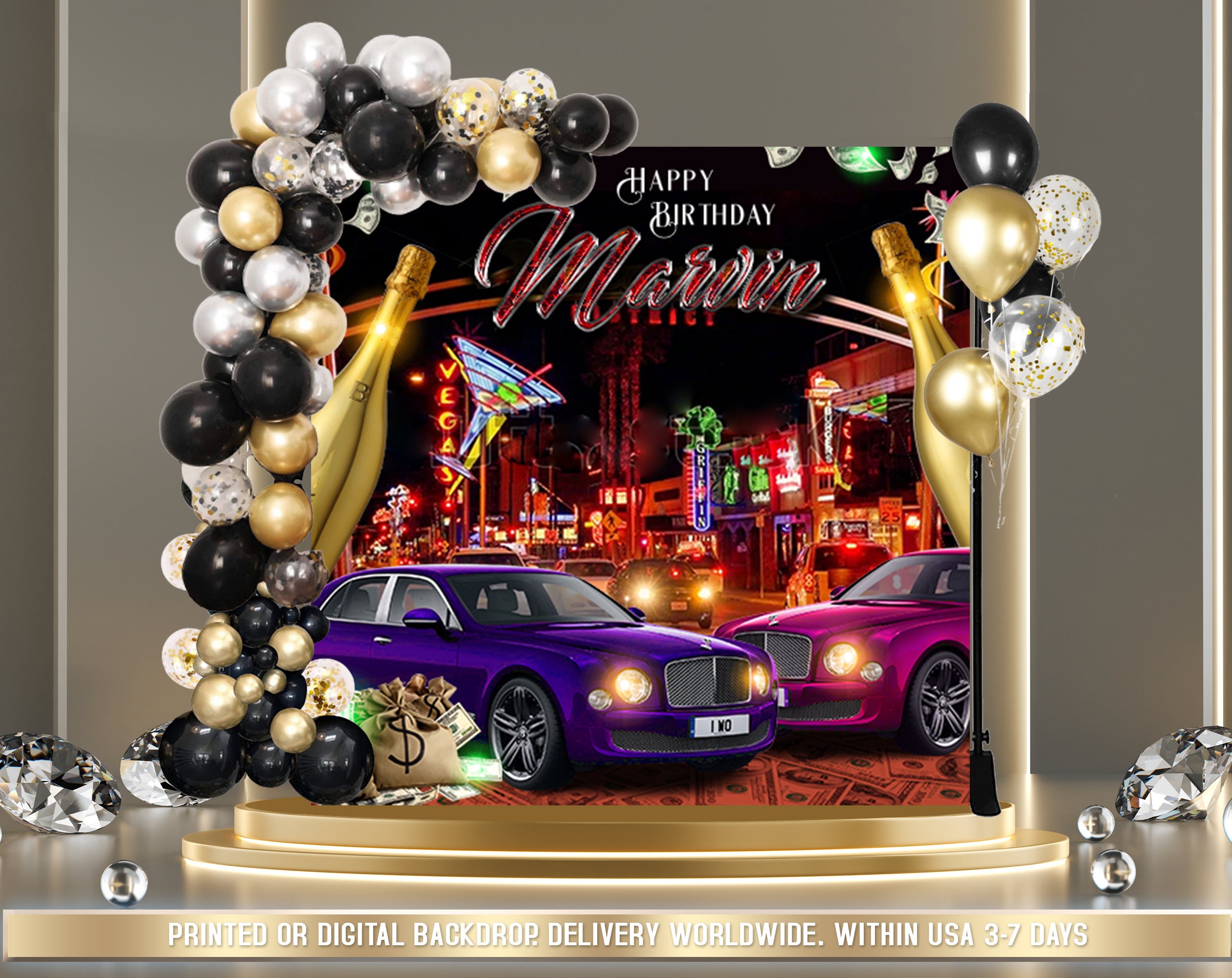 Casino Backdrop |money Backdrop| Dollar Bill Banner| Cash Birthday ...