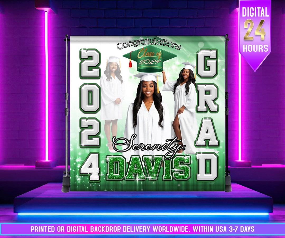 PRINTED or DIGITAL Green Gold Graduation | Graduation Backdrop ...