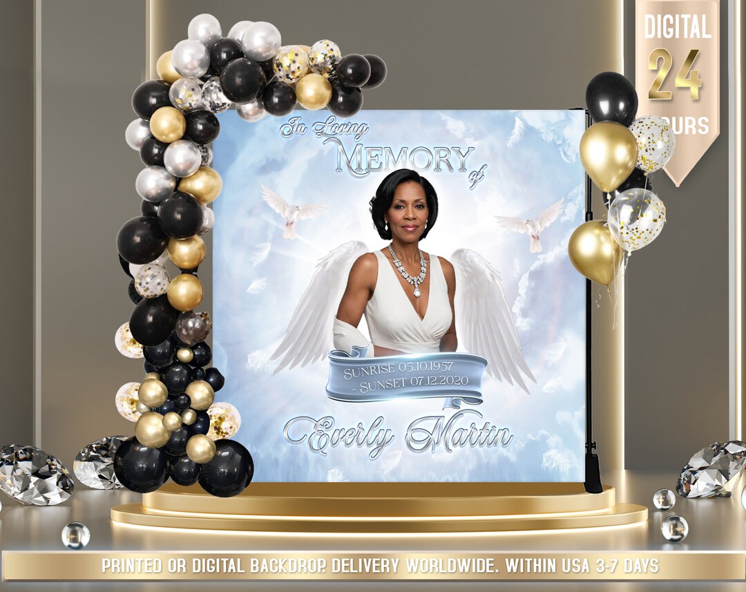 PRINTED or DIGITAL, Blue Funeral Backdrop, Memorial Backdrop, in Loving ...