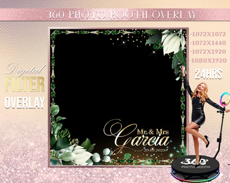 Greenery Wedding Photo Booth Overlay Template (digital Download) - Etsy