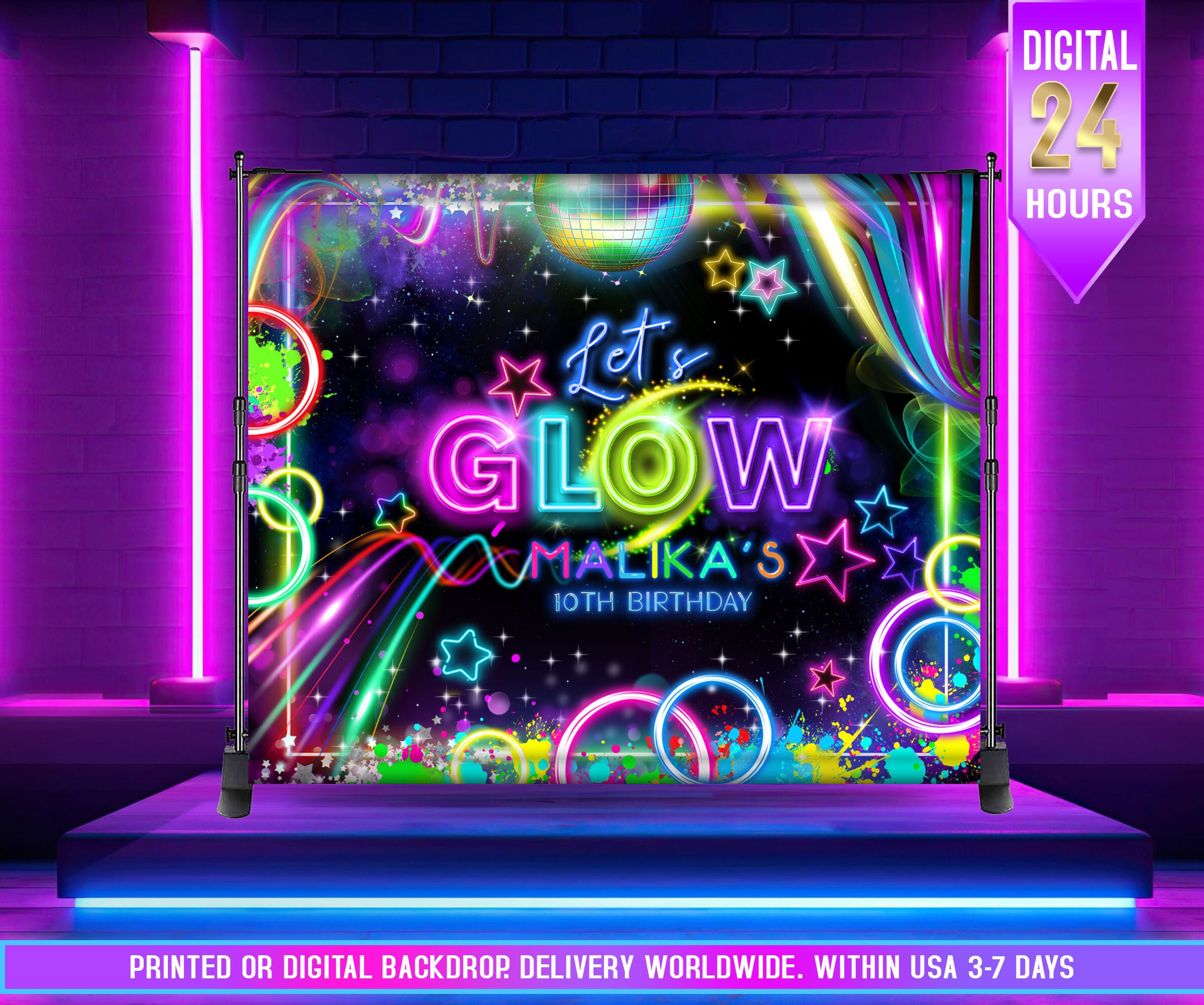 Glow Backdrop, Glow Background, Neon Glow Backdrop, Paint Glow Party ...