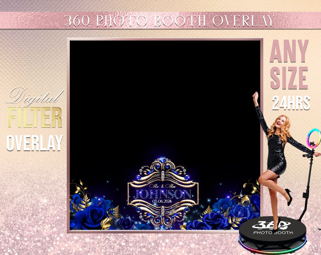 Royal Blue Wedding Photo Booth Photo Template, Engagement Overlay Photo ...