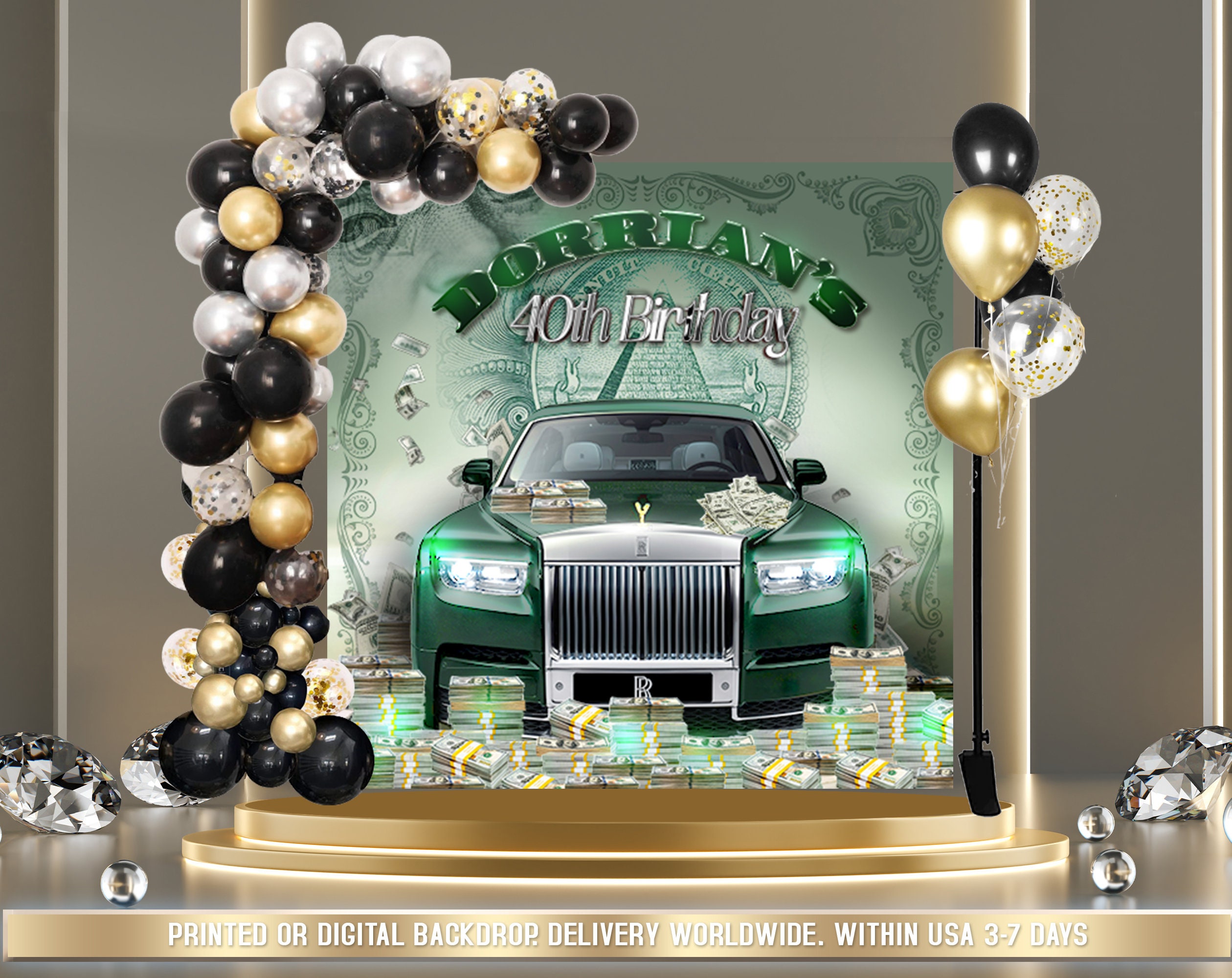 Money Backdrop| Dollar Bill Banner| Cash Birthday Backdrop| Cash ...
