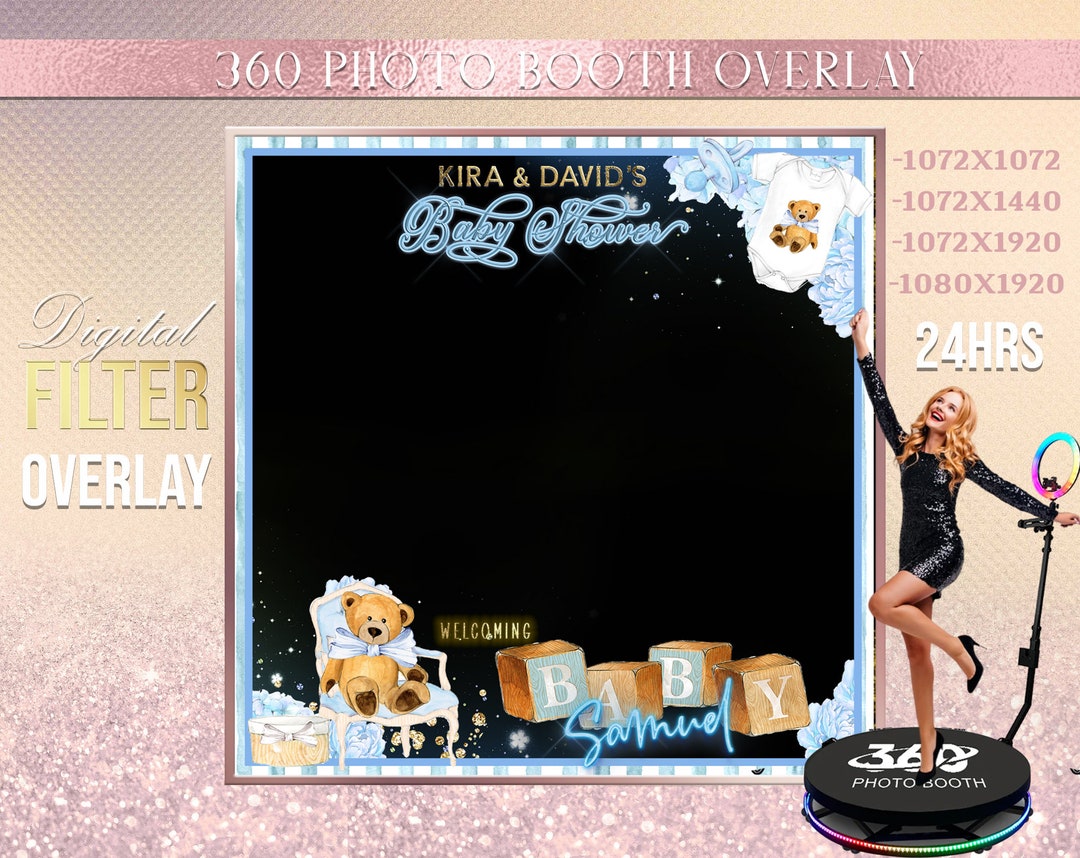 Teddy Bear Baby Shower 360 Photo Booth Overlay (digital) - Etsy