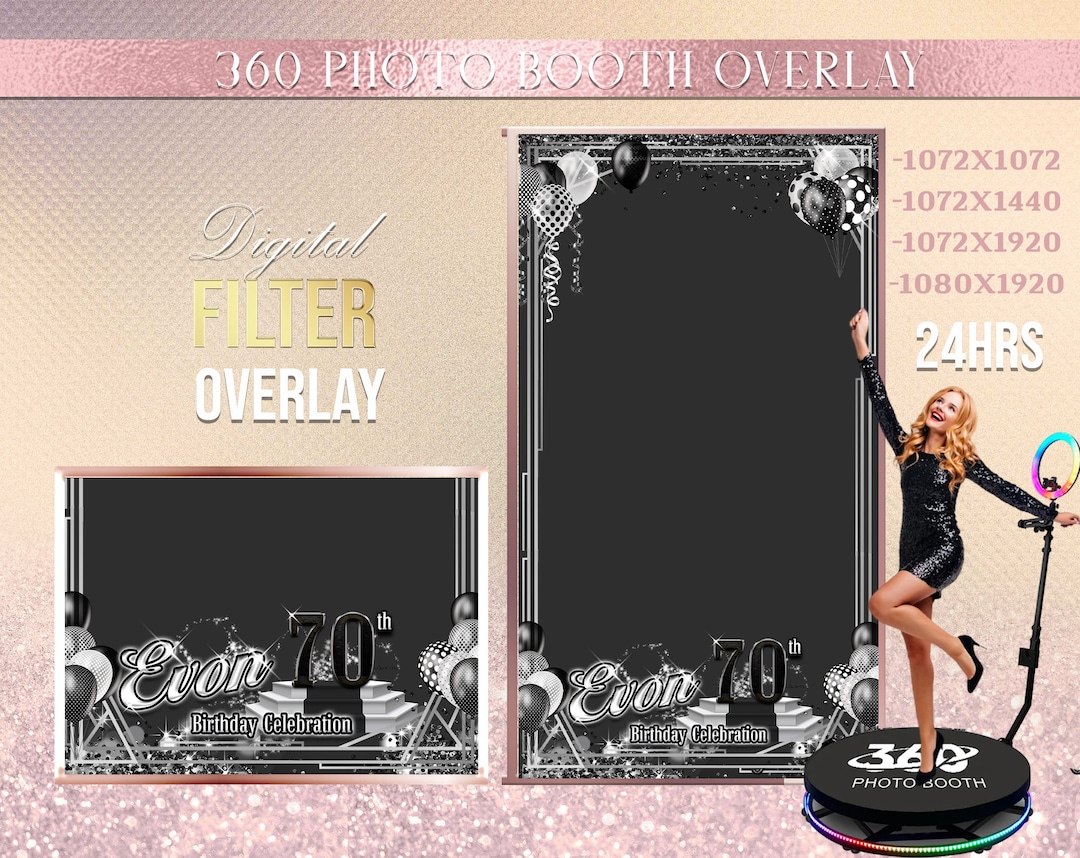 ANY Wording Whie and Black Photo Booth, Blue Photo Template Birthday ...