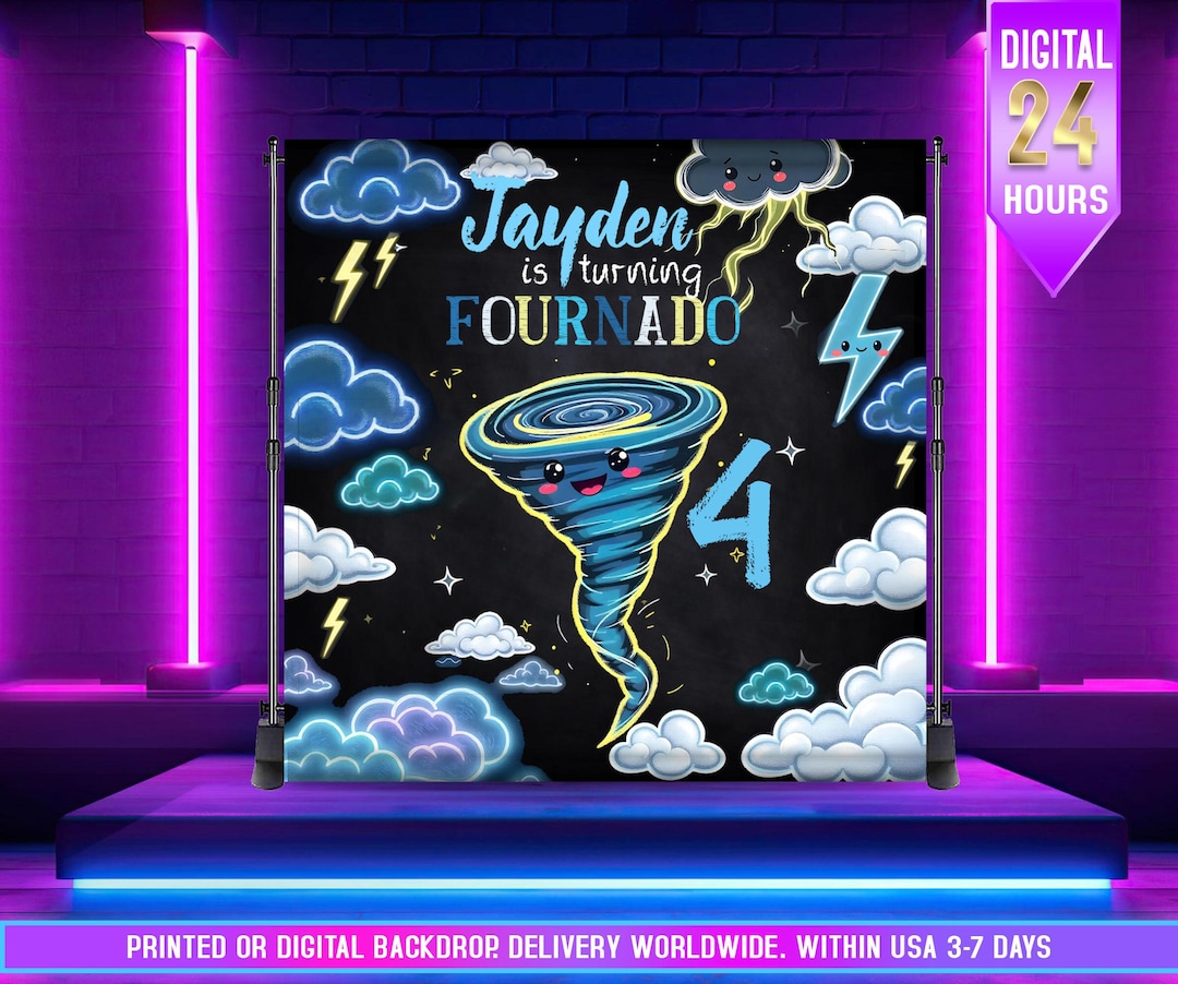 PRINTED or DIGITAL, Twornado Backdrop, Tornado Birthday Party, Second ...