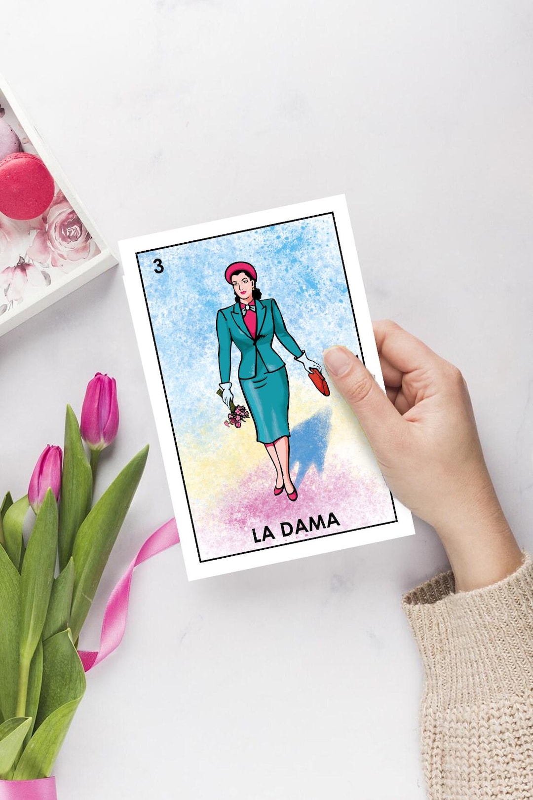 La Dama - Loteria Mexican Greeting Card, Personalized Mexican Bingo ...