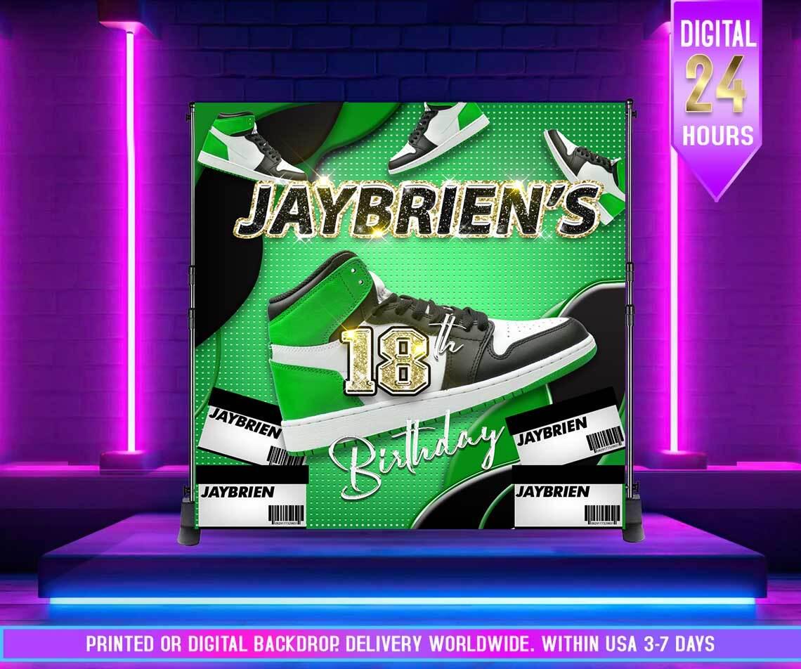 Green Sneaker Ball Backdrop, Sneaker Gala Backdrop, Sneakers Backdrop ...