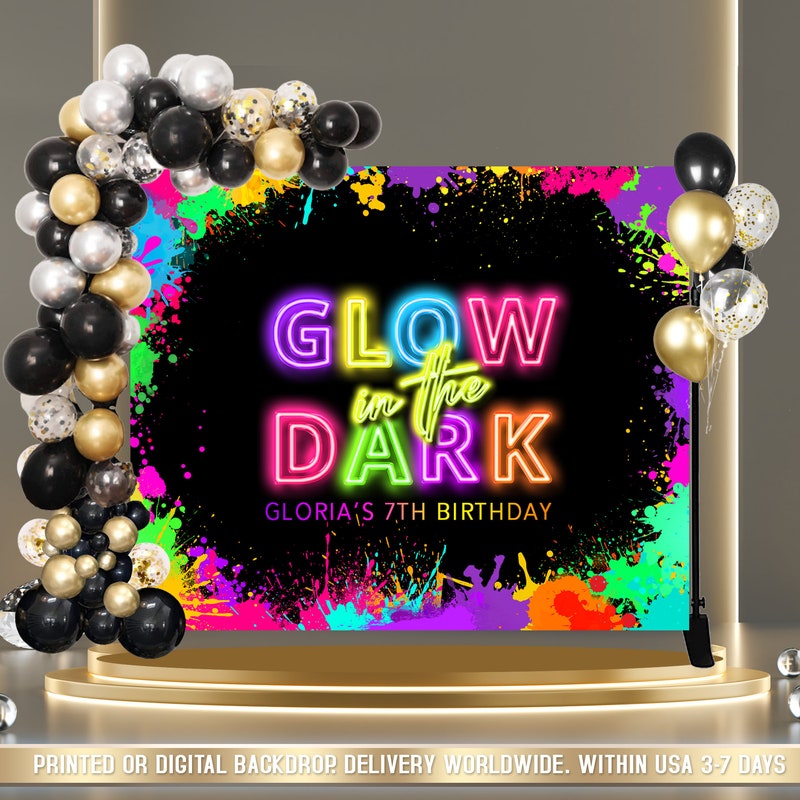 Neon Birthday Backdrop - Etsy