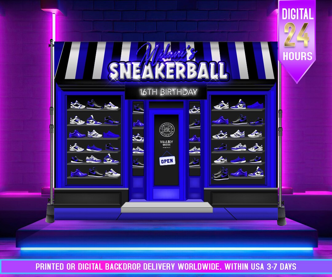Blue Sneaker Ball Backdrop, Sneaker Gala Backdrop, Sneakers Backdrop ...