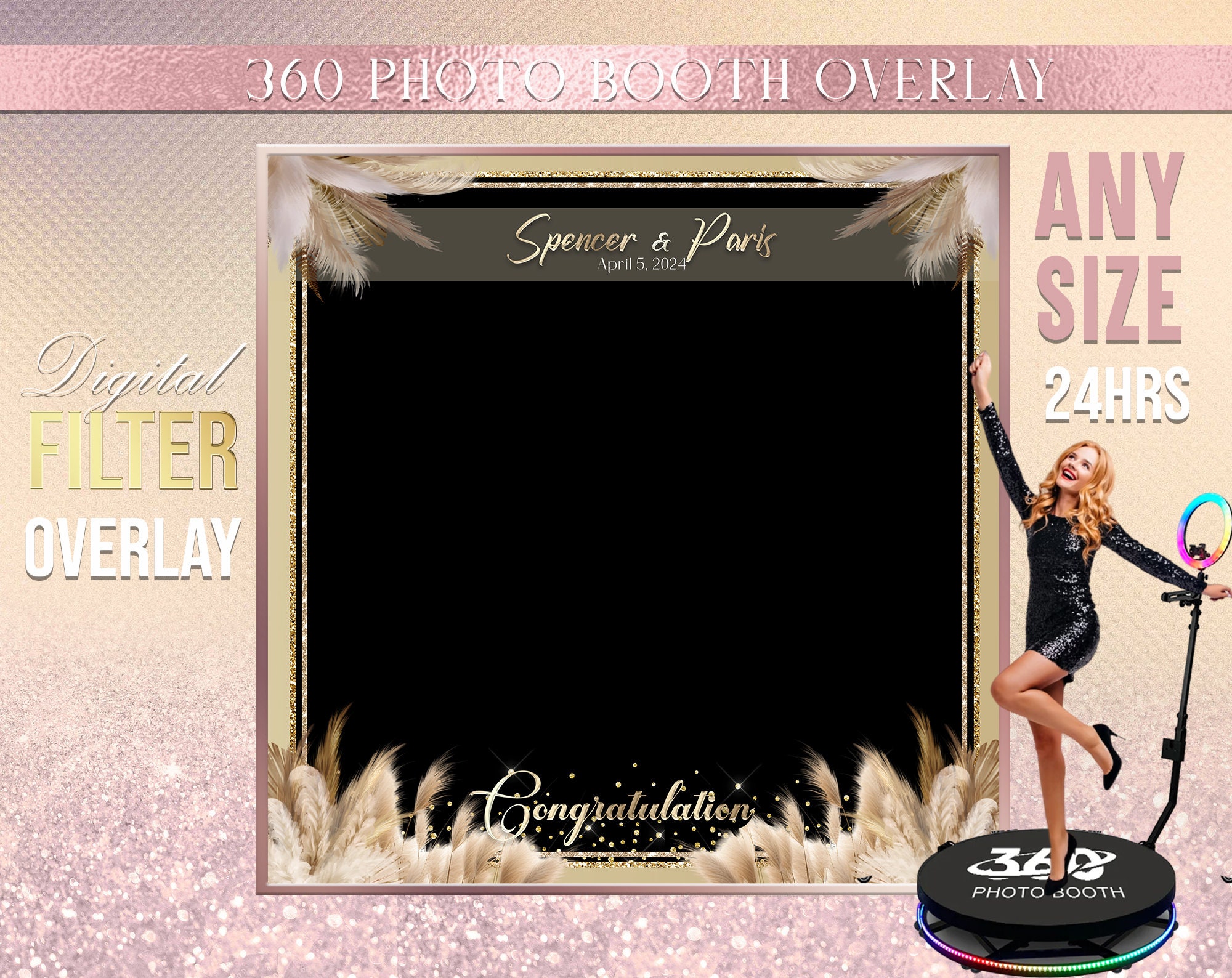 Boho Wedding Photo Booth Photo Template, Engagement Overlay Photo Booth ...