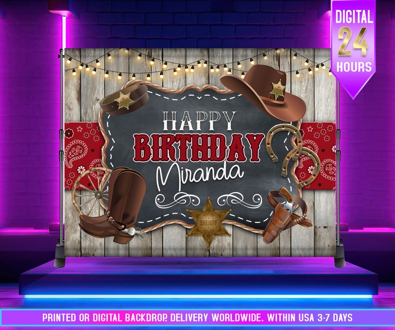 Rodeo Birthday Backdrop Western Banner Cowboy Backdrop Cowgirl Backdrop ...