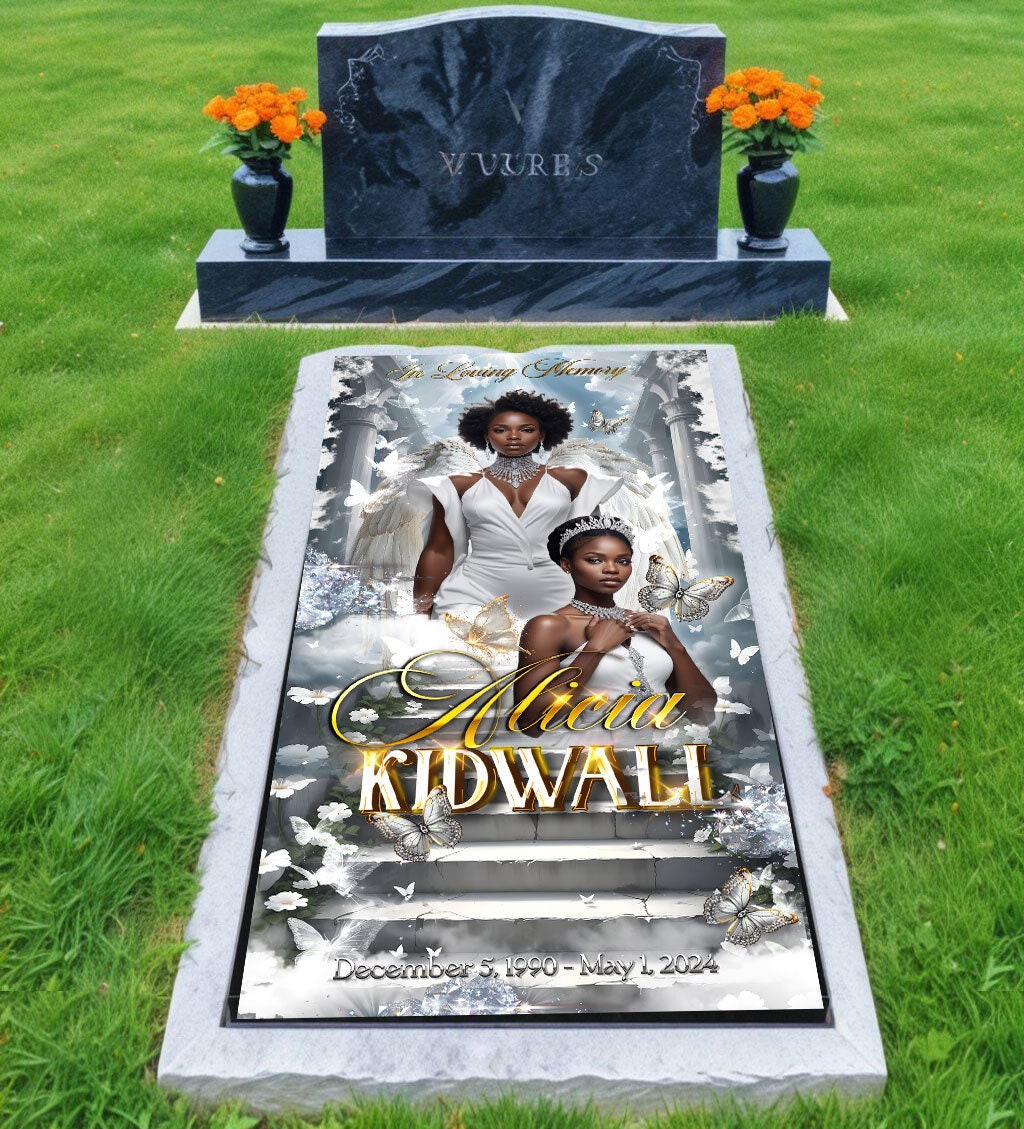 Printed Grave Blanket white Butterflies Funeral Wrapper Custom Grave ...