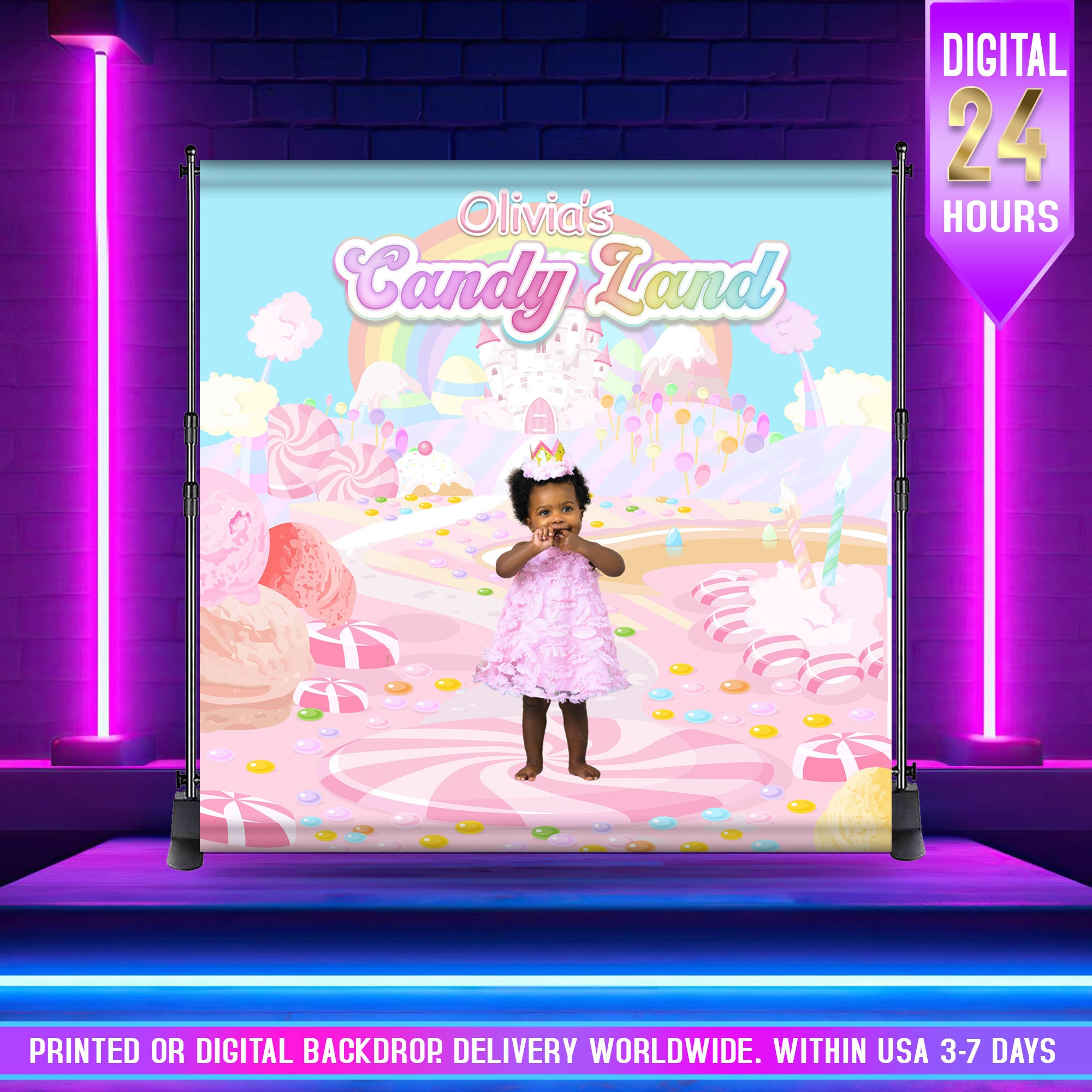 Candy Land Baby Birthday Backdrop Sweets Banner Candies Backdrop ...