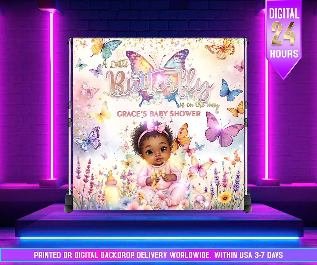 Pastel Butterflies Baby Shower Backdrop| Baby SHOWER Banner| Butterfly ...