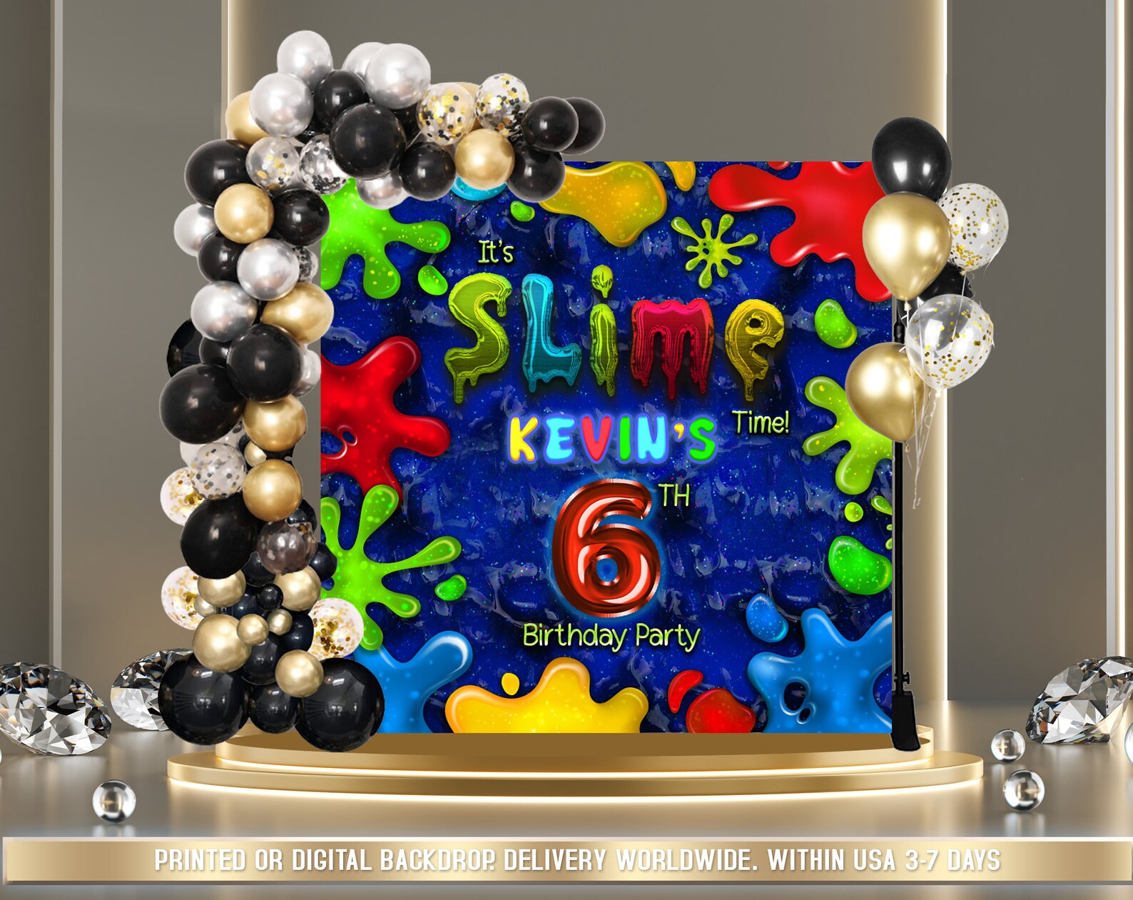 Slime Party Backdrop Slime Banner Birthday Slime Backdrop It's Slime ...