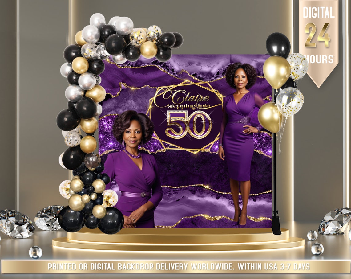 Purple Elegant Birthday Backdrop Purple Background Purple Glitter ...