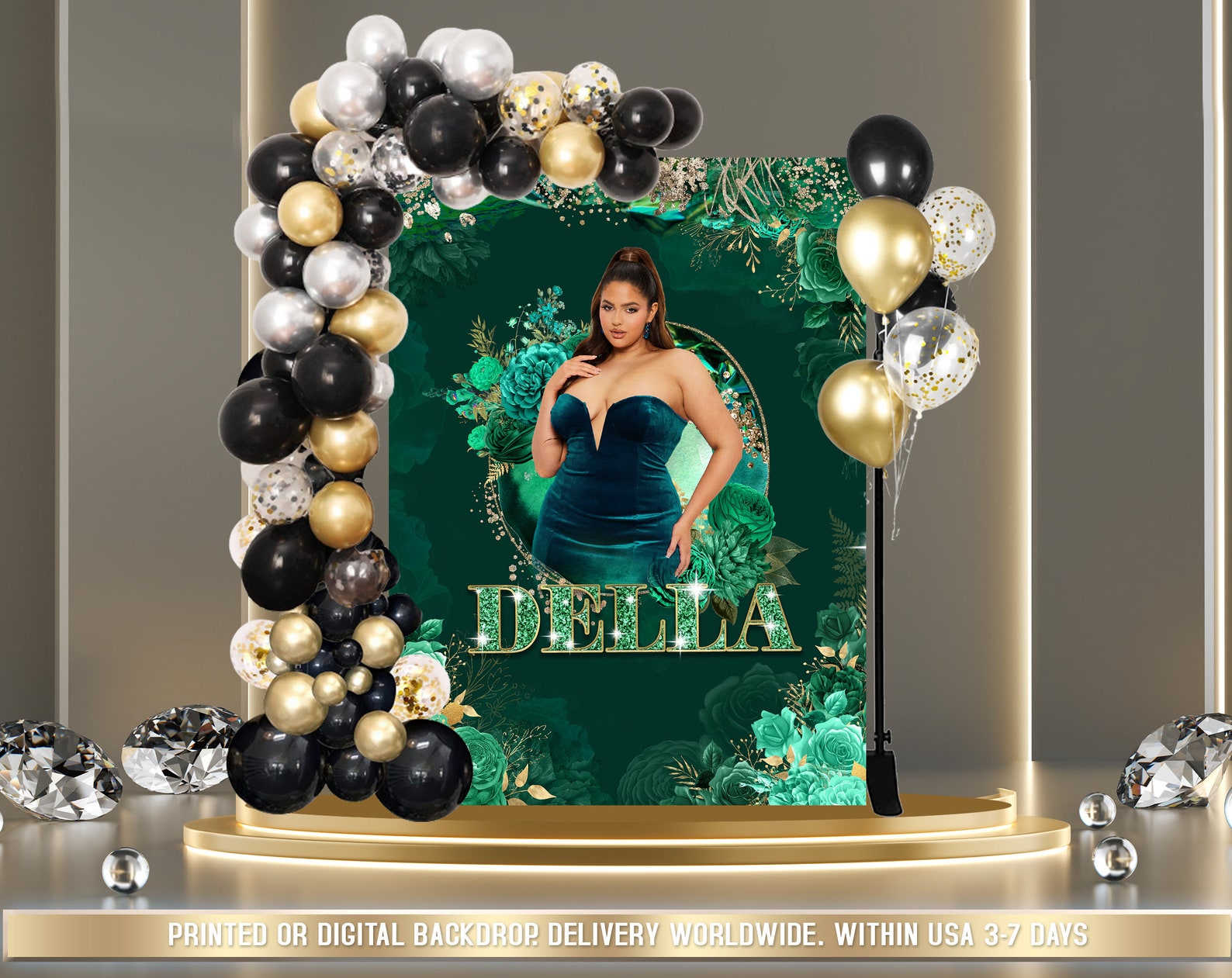 Emerald Agate Birthday Backdrop | Emerald Marble Background | Emerald ...