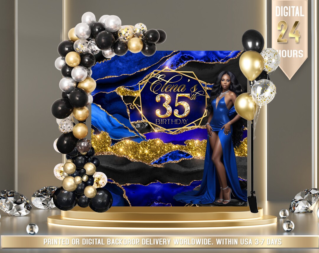 Royal Blue Birthday Backdrop | Blue Sparkle Background| Blue Backdrop ...